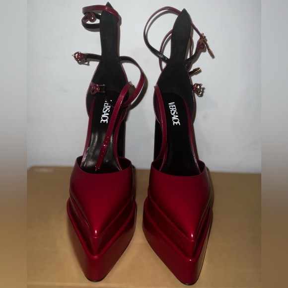Versace | Shoes | Versace Womens Medusa Aevitas Leather Ankle Strap ...